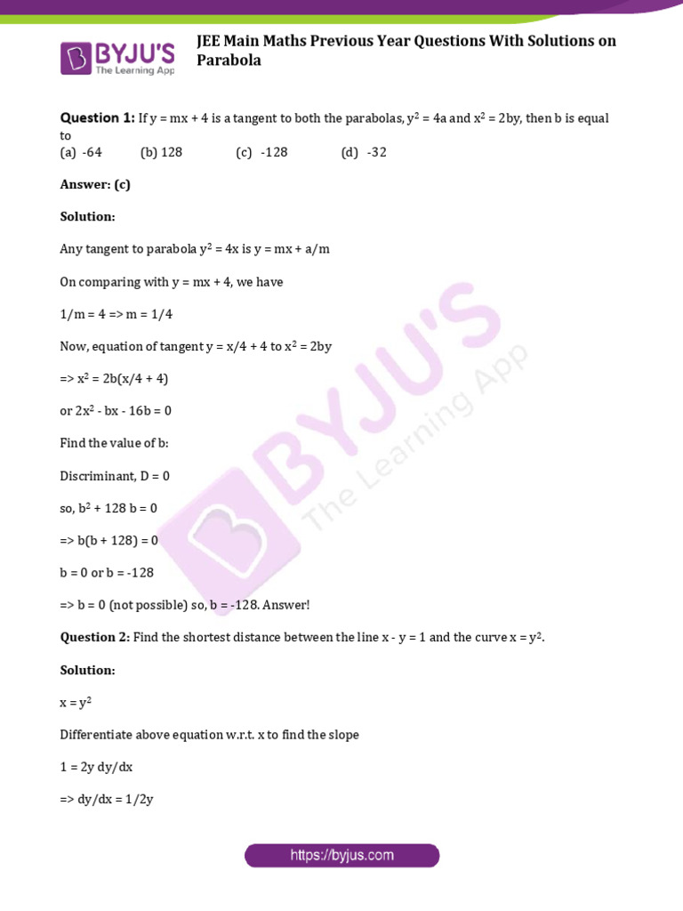 JEE-Main-Maths-Previous-Year-Questions-With-Solutions-on-Parabola ...