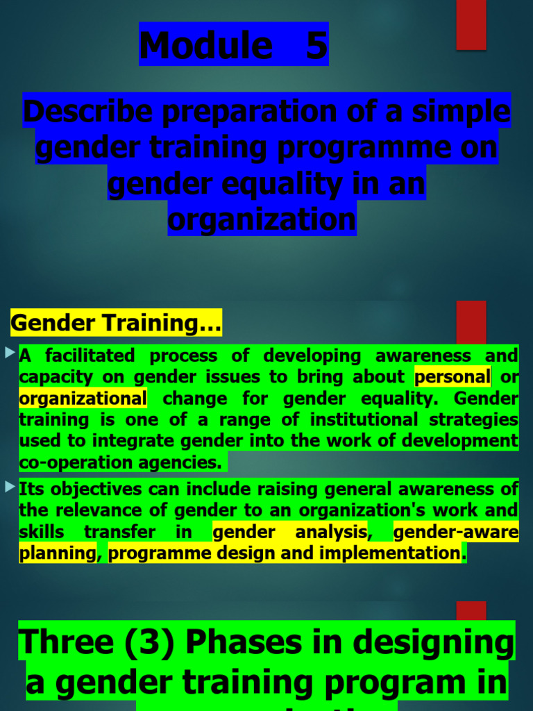 Gender Perspective in Management Module 5 | PDF | Needs Assessment | Evaluation