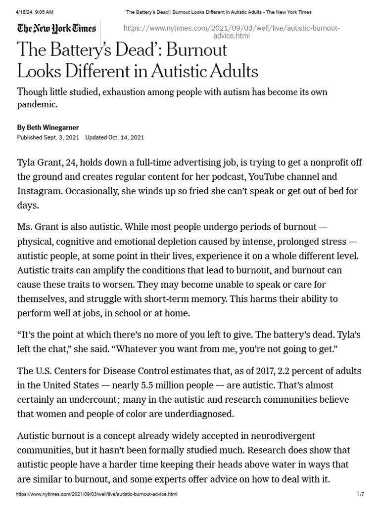 The Battery's Dead' - Burnout Looks Different in Autistic Adults - The ...