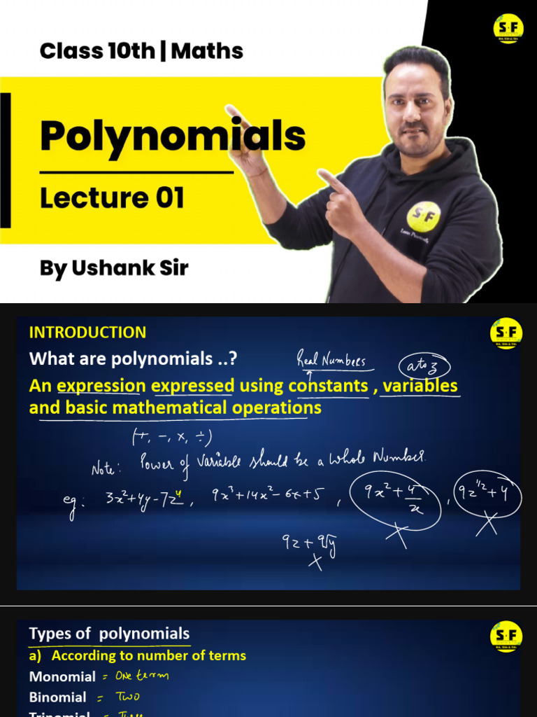 What Are Polynomials ..?: An Expression Expressed Using Constants, Variables and Basic ...