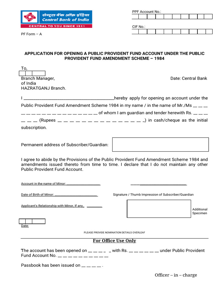 ppf account opening form | Download Free PDF | Personal Finance