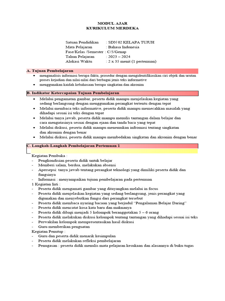 Modul Ajar Kelas 5 Pdf