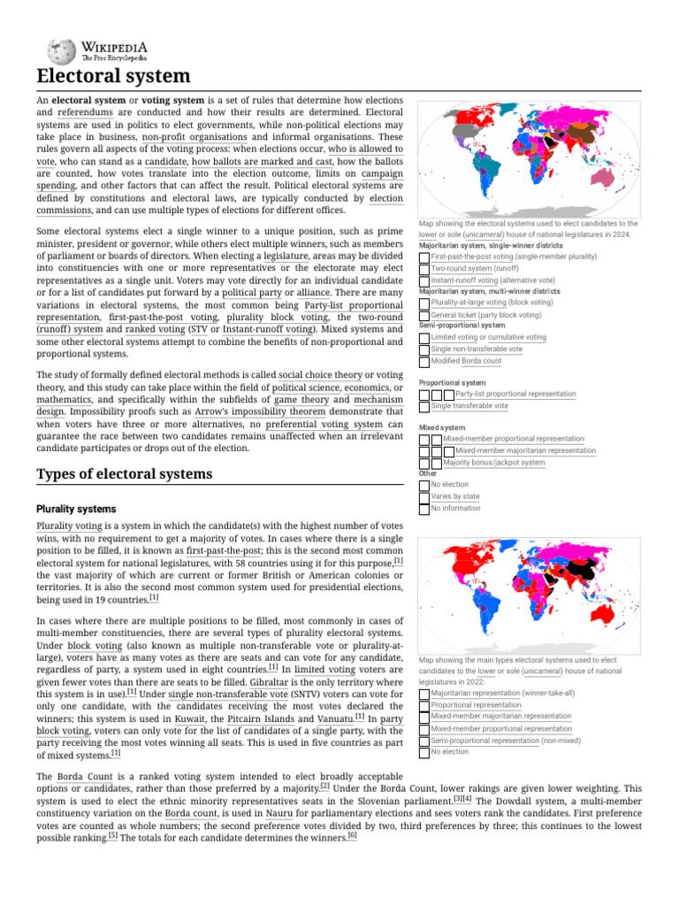 Global Electoral Systems Overview | PDF | Two Round System | Voting
