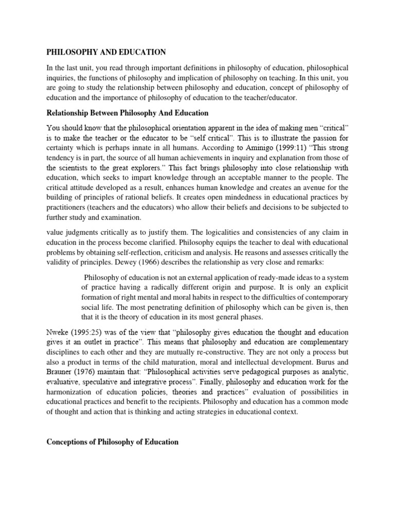 Philosophy and Education Notes | Download Free PDF | Idealism ...