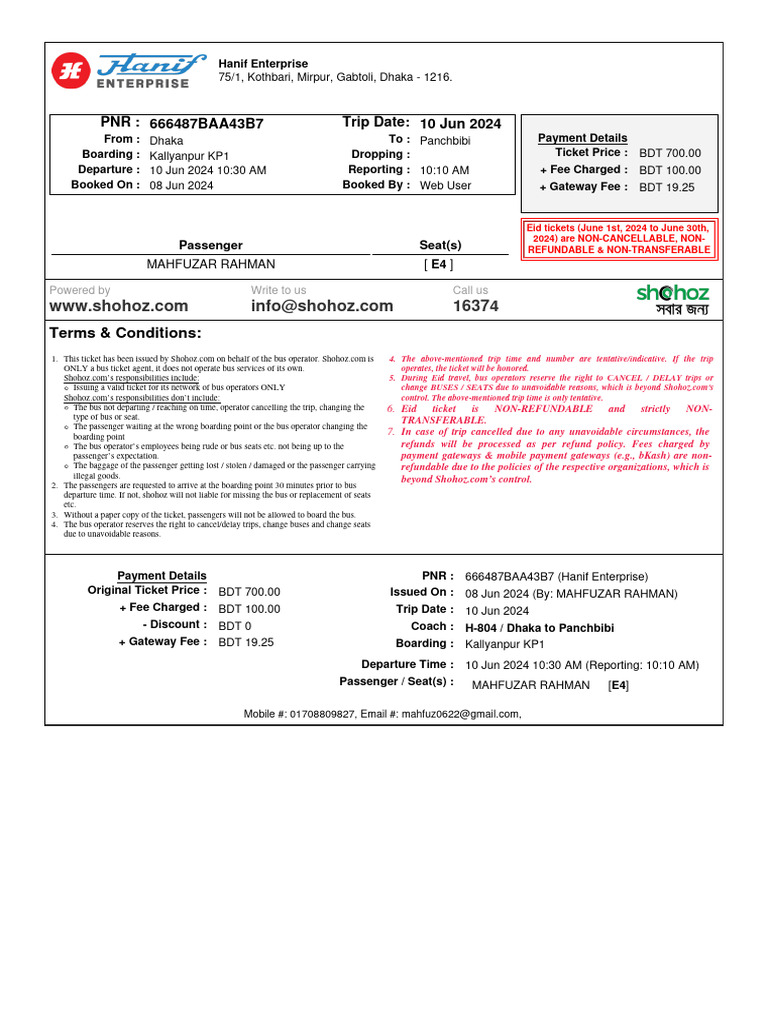 TICKET202406082240052132549 | PDF | Bus | Fee
