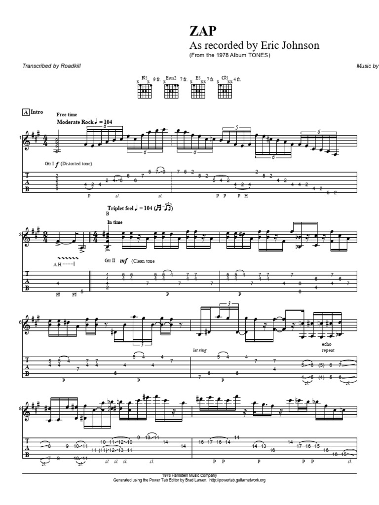 Eric Johnson - Zap | PDF | Guitars | Guitar Family Instruments