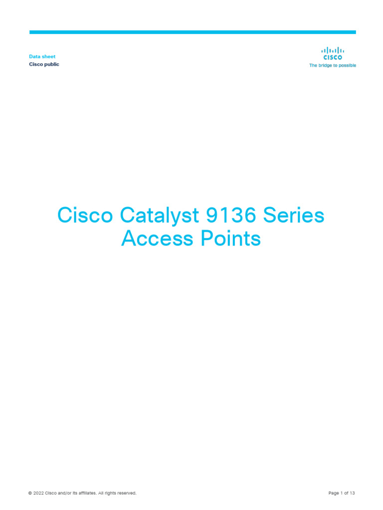 Cisco Catalyst 9136 Series Access Points | PDF | Wi Fi | Wireless ...