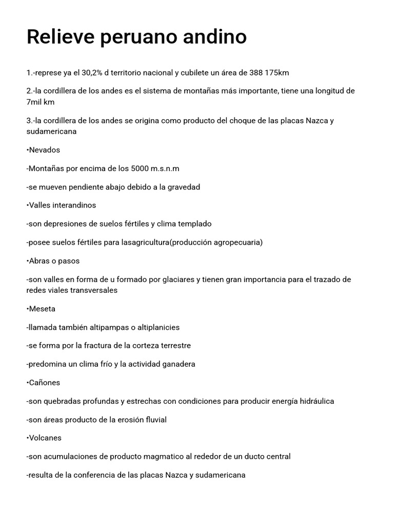 Relieve Andino del Perú: Características Clave | PDF