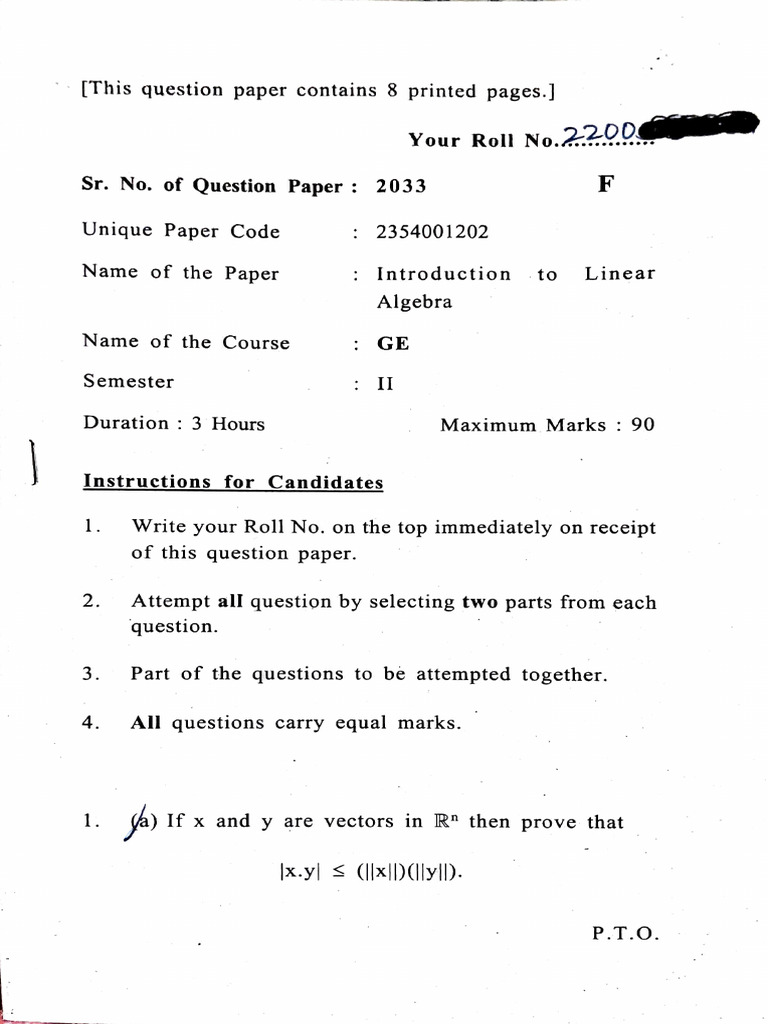 Chemistry Hons Sem 2 Question Papers NEP | PDF | Linear Subspace ...