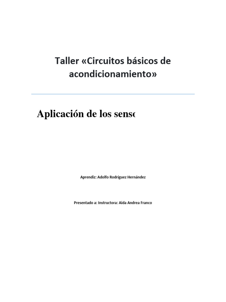 Taller Circuitos Basicos de Acondicionamiento | PDF