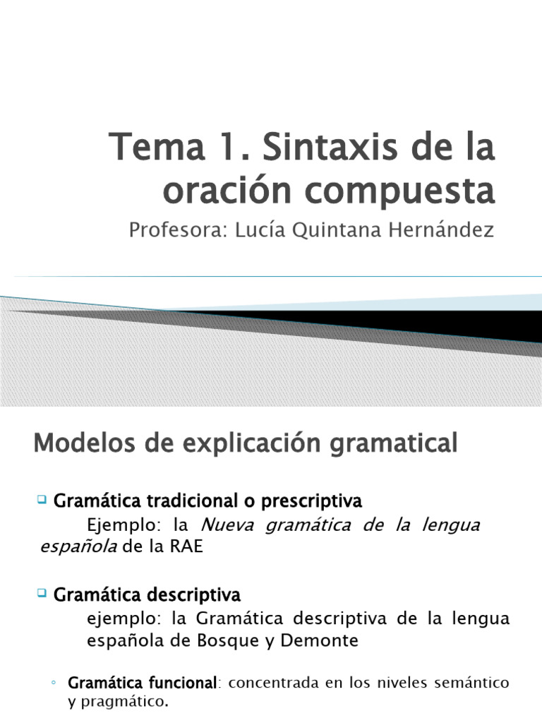Tema 1. Introducción | PDF | Oración (Lingüística) | Sintaxis