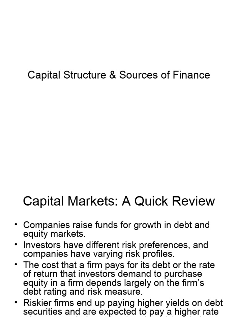 Capital Structure Theories and Sources of Finance | PDF | Capital Structure | Cost Of Capital