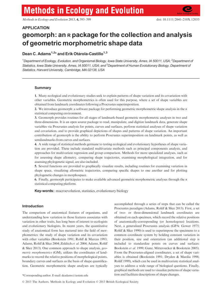 Adams & Castillo - 2013 | Download Free PDF | Morphometrics