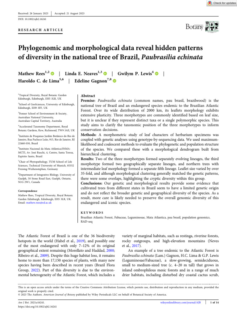 American J of Botany - 2023 - Rees - Phylogenomic and Morphological Data Reveal Hidden Patterns ...