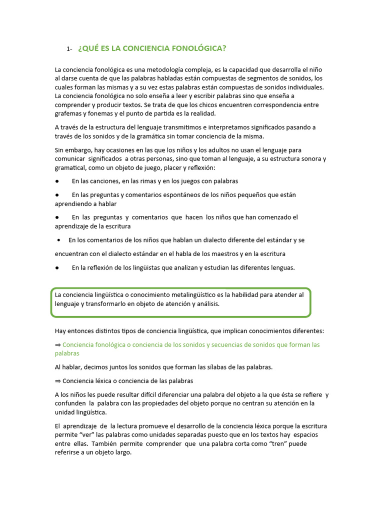 Conciencia Fonologica | PDF | Palabra | Escritura