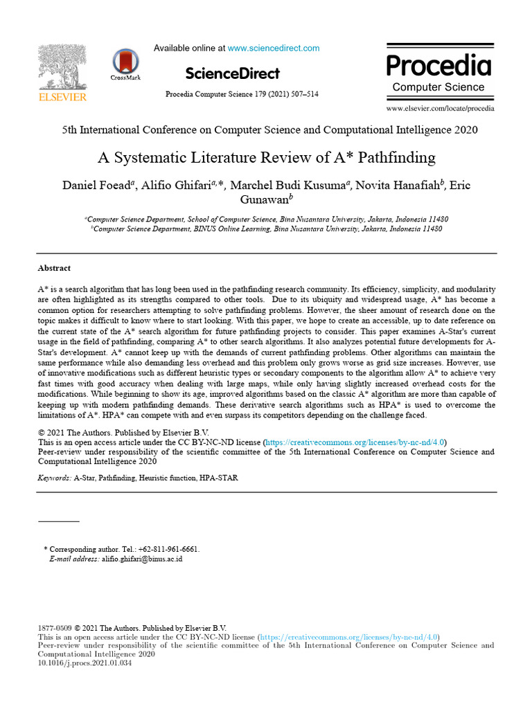 A* Pathfinding: A Systematic Review | PDF | Applied Mathematics | Algorithms