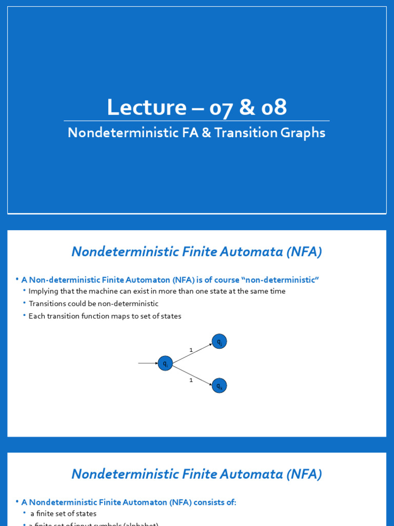 ToA - Lecture 07 08 - Nondeterministic Finite Automata Transition ...