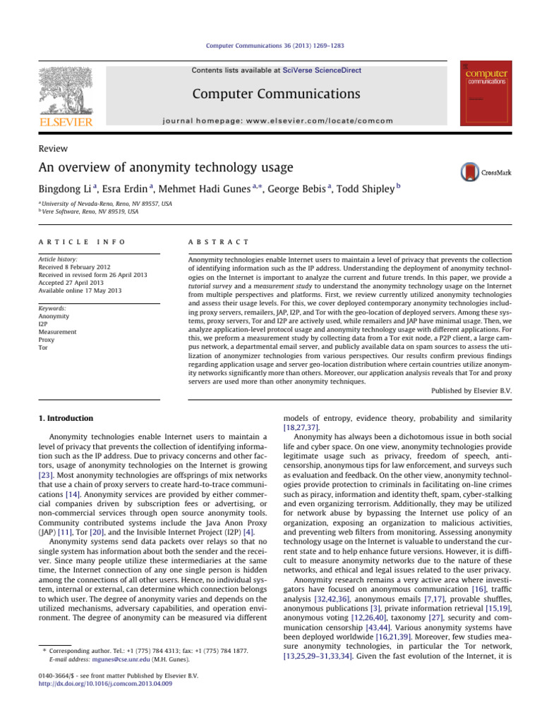 Anonymity Technology Usage Study | PDF | Proxy Server | Computer Network