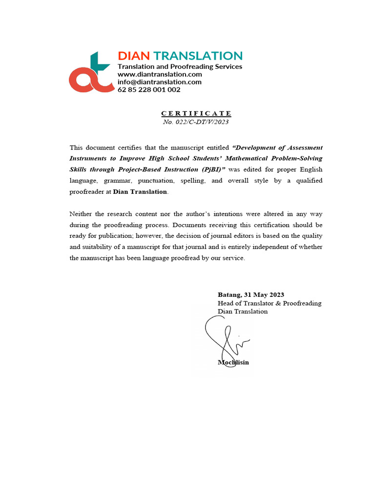 Proofreading Certificate for Manuscript | PDF | Career & Growth | Business