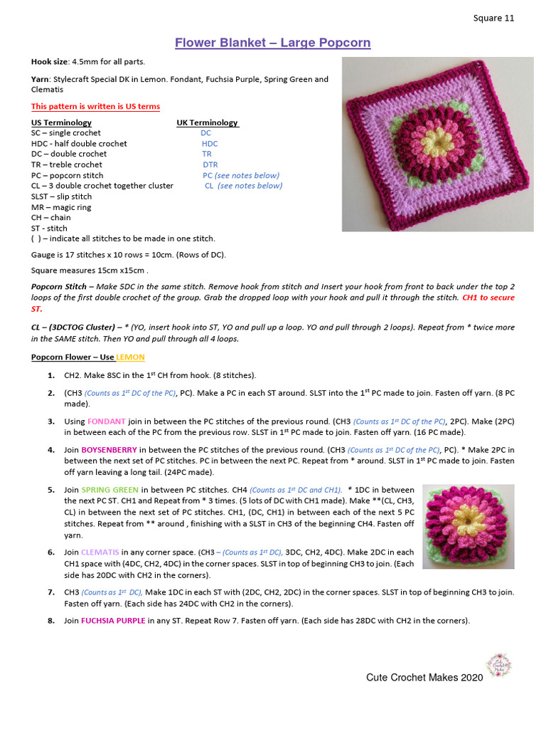 Crochet Square Pattern | PDF | Crochet | Handicrafts