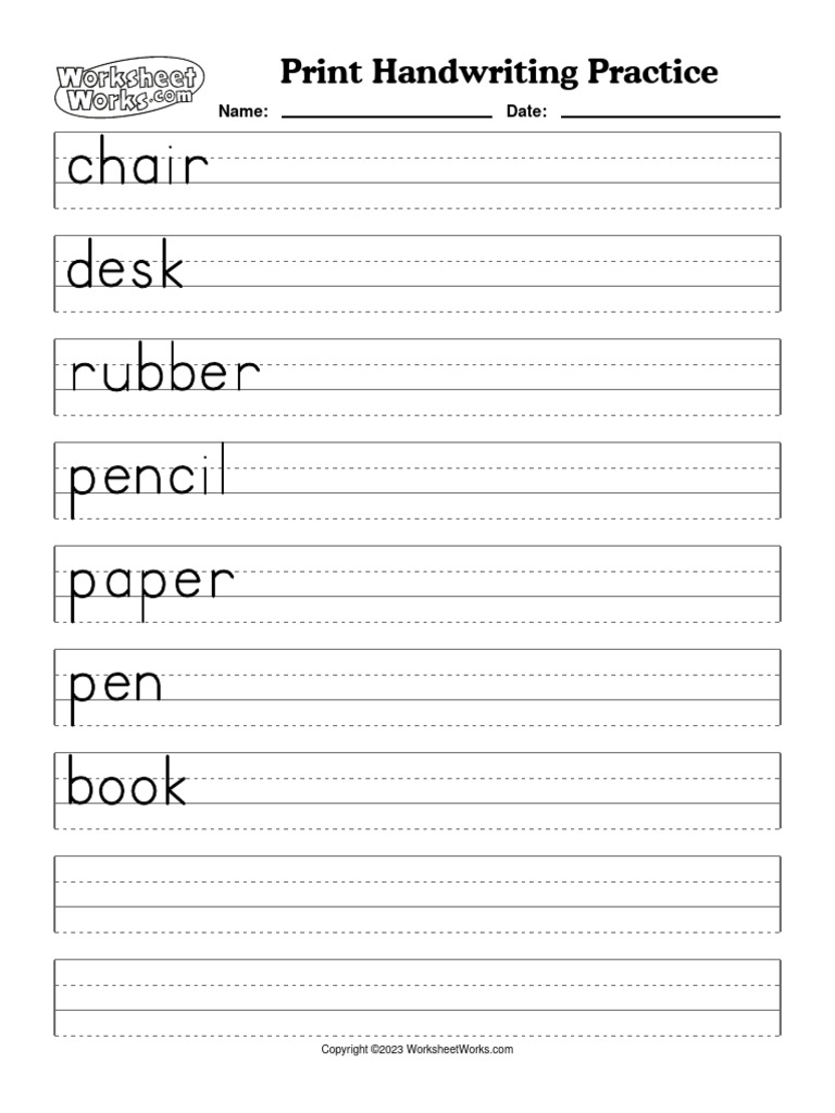 WorksheetWorks Print Handwriting Practice 1 | PDF