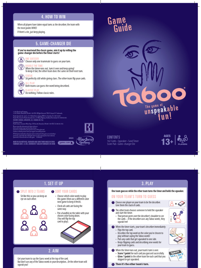 A4626 - en Us - Taboo Game Instructions | PDF
