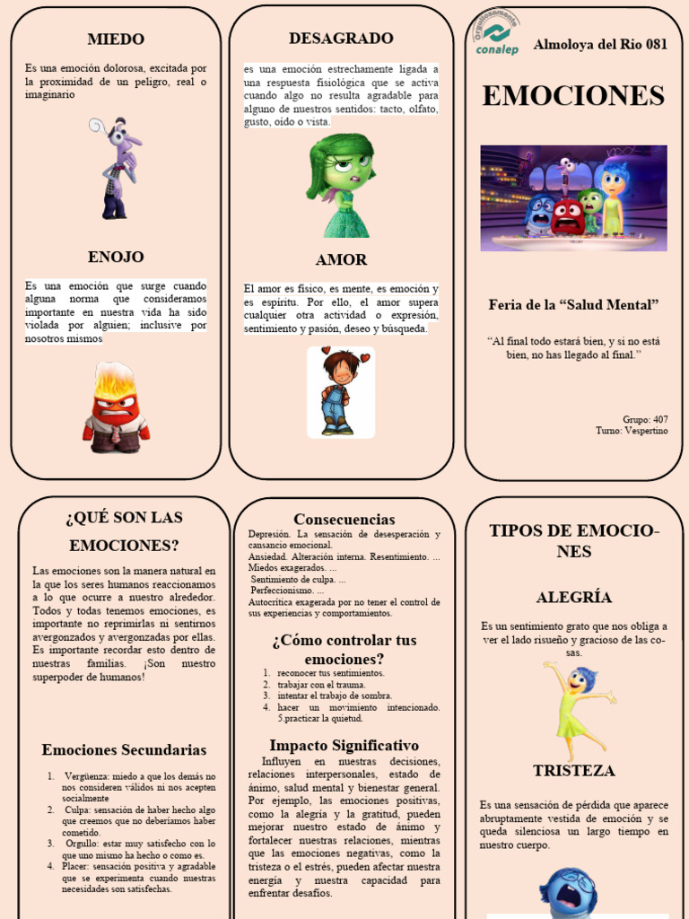 Triptico de Las Emociones 5 | PDF | Las emociones | Amor
