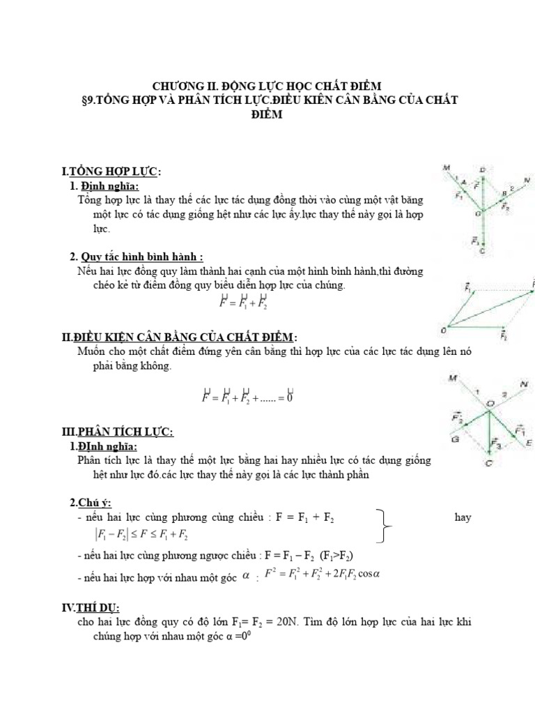 Lý - khối 10 - Bài 9 Tổng hợp lực và phân tích lực. ĐKCB của chất điểm ...