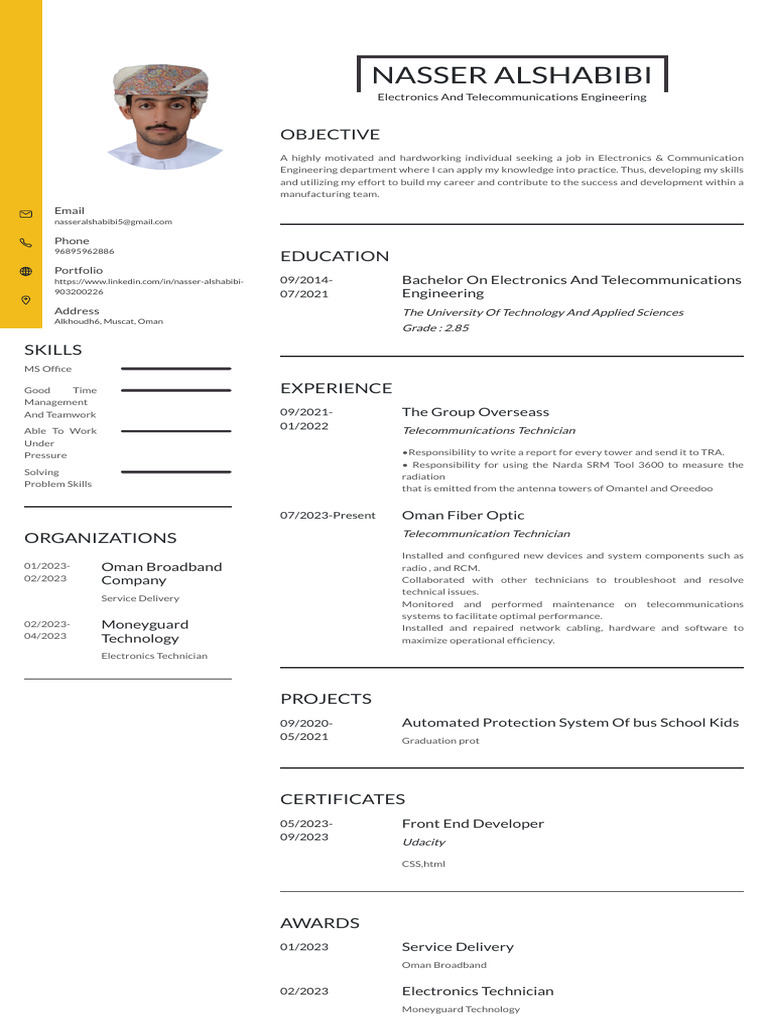 Nassser alshabibi cv (2) | PDF | Telecommunications | Engineering