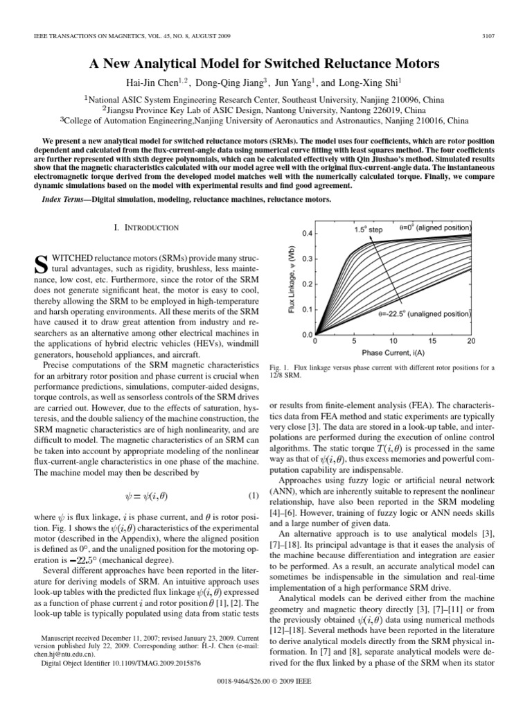 A New Analytical Model For Switched Reluctance Motors | PDF | Electric ...