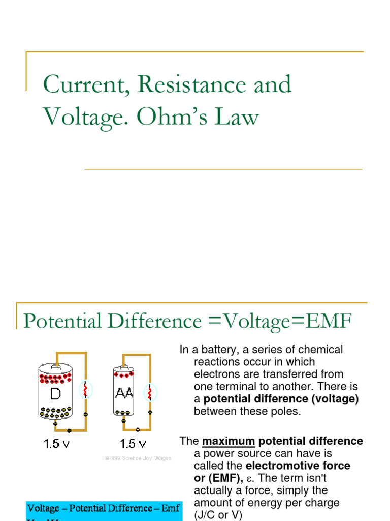 Topic 3 - Ohms Law | PDF | Voltage | Electric Current