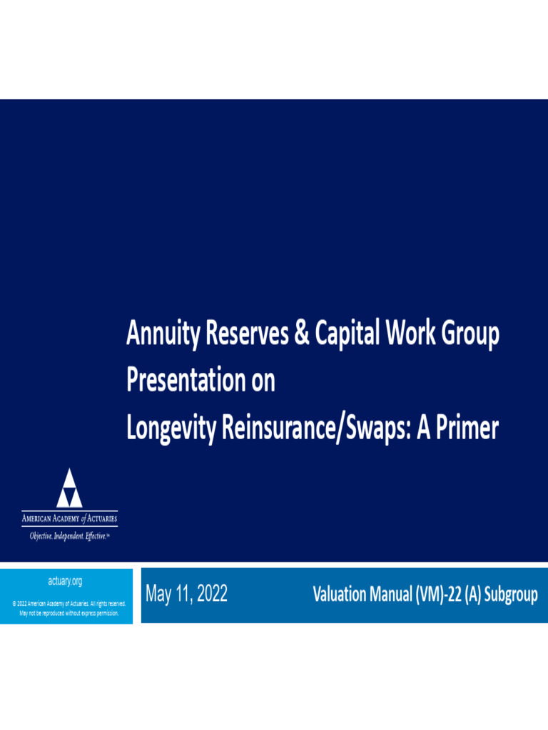 Longevity Reinsurance Presentation - BD - 0501 | PDF | Reinsurance | Life Annuity