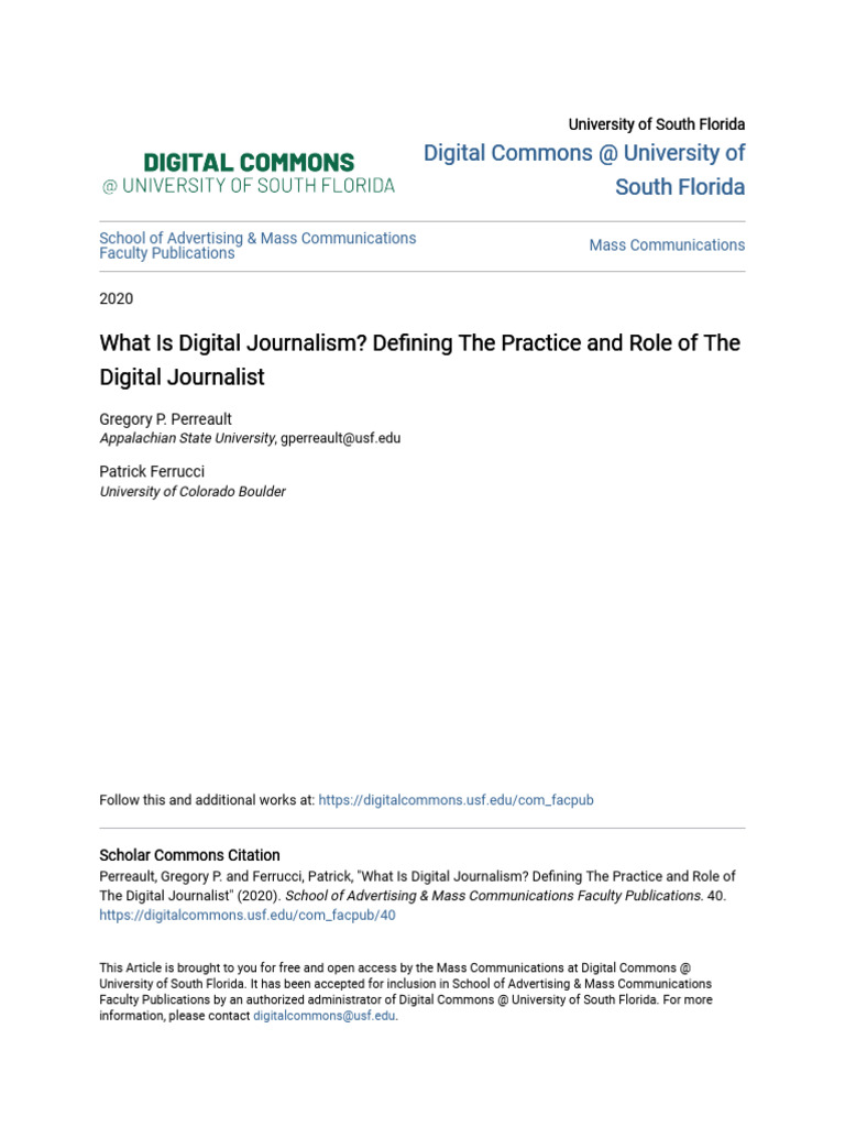 What Is Digital Journalism - Defining The Practice and Role of The | PDF | Journalism | News