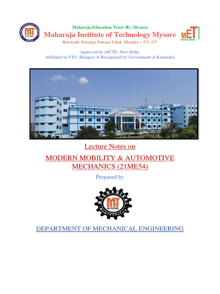 Modern Mobility & Automotive Mechanics | PDF | Internal Combustion ...