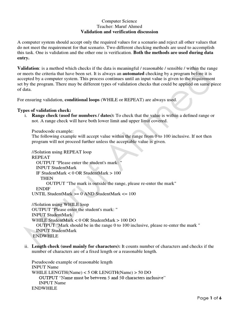 Validation and Verification | PDF | Control Flow | String (Computer Science)