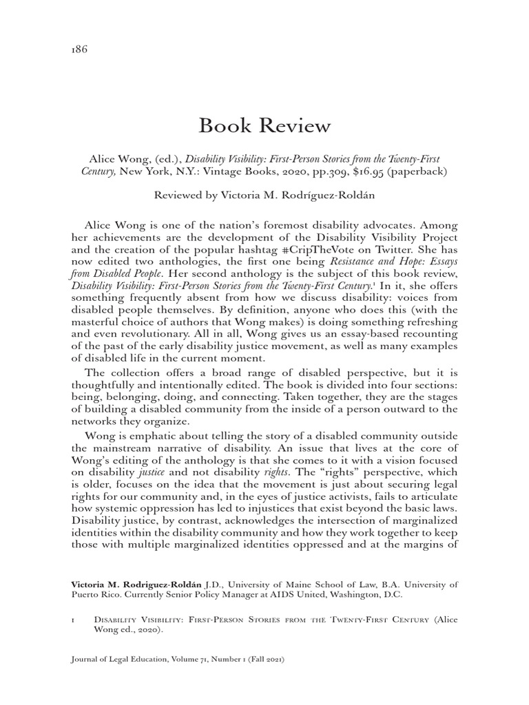 Book Review of Disability Visibility - First-Person Stories From T ...