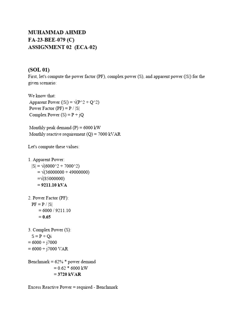 MUHAMMAD AHMED Eca2 Ass2 | PDF | Electrical Engineering | Electricity
