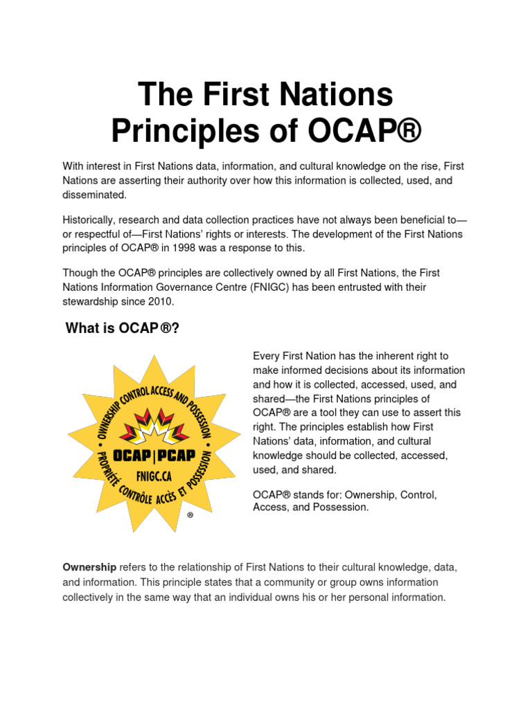 Bestpractices Fnigc Ocap Fact Sheet en Final | PDF | Information