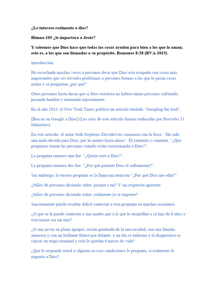 Le Intereso Realmente A Dios | PDF | Dios