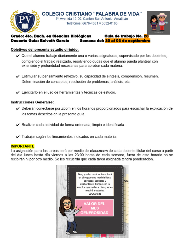 Guía de Trabajo 4to Bach. Ciencias Biológicas | PDF | Pensamiento