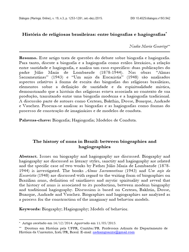 Biografia e Hagiografia - Guariza | PDF | Santo | Igreja católica