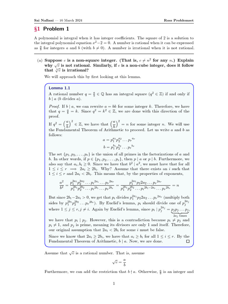 Ross Problem Set | Download Free PDF | Mathematical Analysis | Mathematics