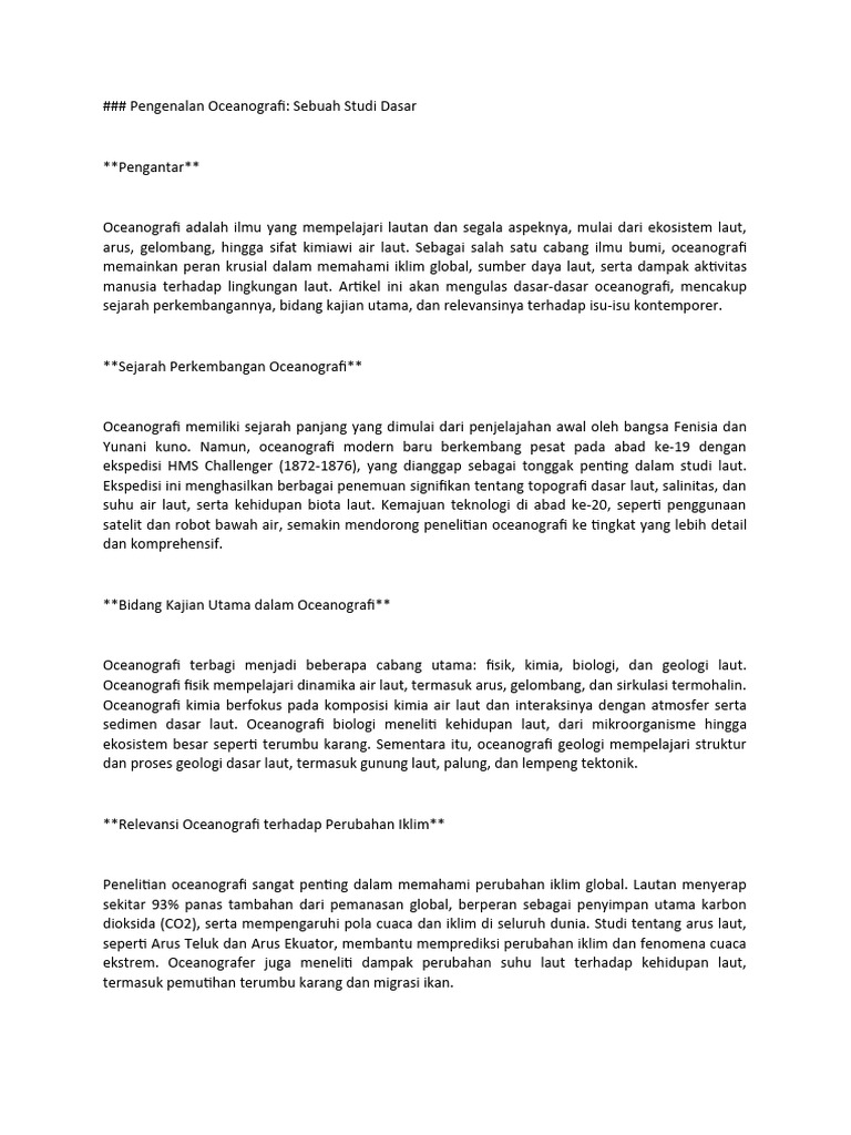 Dasar-Dasar Oceanografi Modern | PDF