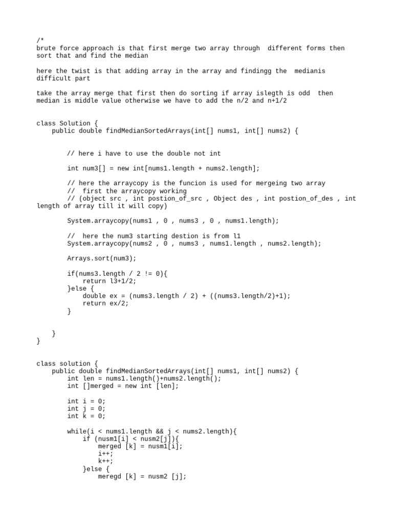 Median Of Two Sorted Array Pdf Computer Programming Algorithms