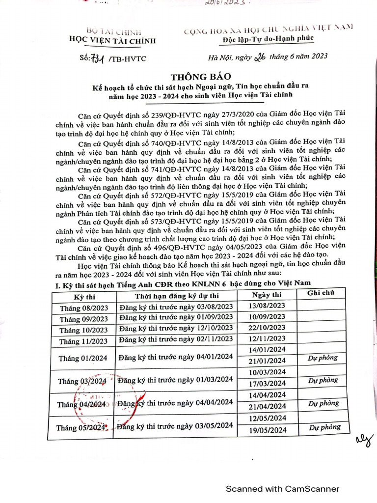 KH T CH C Thi CĐR 2023 2024 | PDF