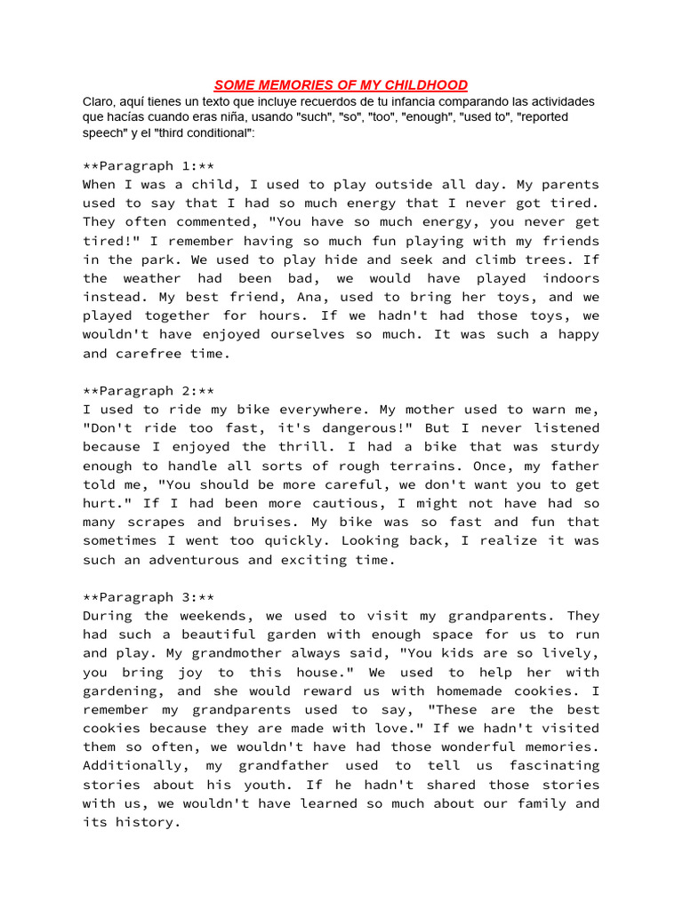 Some Memories of My Childhood | PDF