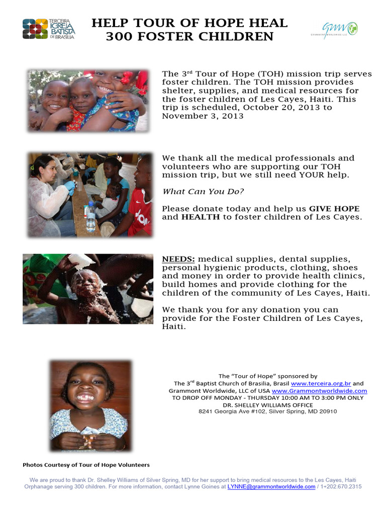 Tour of Hope Haiti flyer-FINAL | PDF | Social Programs | Health Care