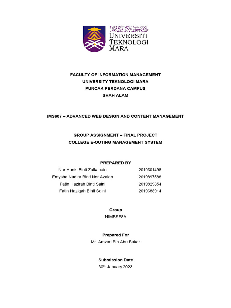 Example Report College E-Outing | Download Free PDF | Databases ...