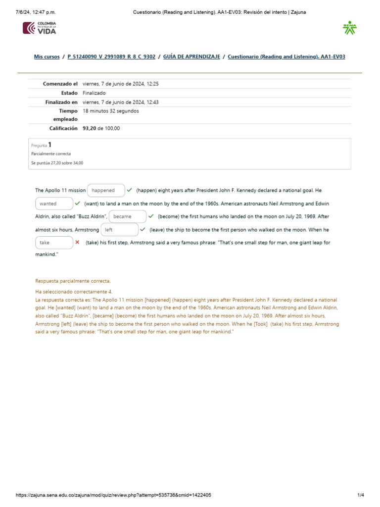 LEVEL 4 Cuestionario (Reading and Listening) - AA1-EV03 - Revisión Del ... LEVEL 4 Cuestionario (Reading and Listening) - AA1-EV03 - Revisión Del ...