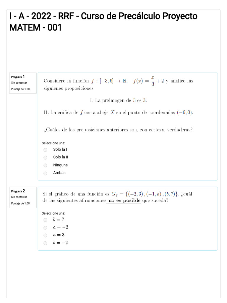 Ii Parcial Precalculo Matem Ucr 2022 2 | PDF